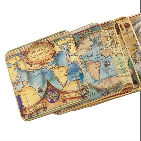 Vintage | Dining | Vintage 6s Win El Ware Map Print Coaster Set 6 ...